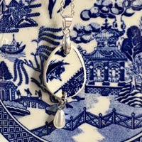 USNA - Hand-crafted Broken China PENDANT Created From a Slice of ...