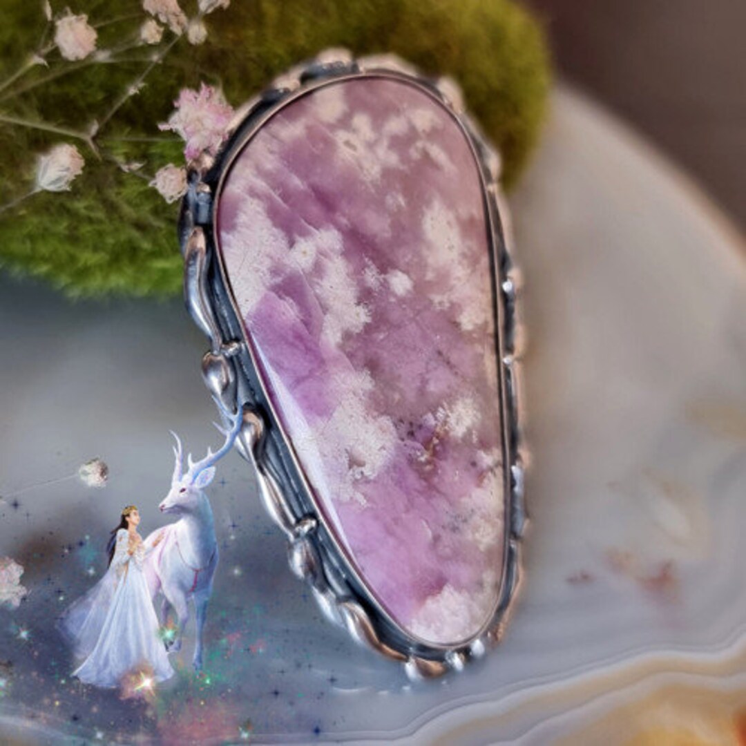 Lepidolite Ring Cocktail Statement Purple Stone Sterling Silver Jewelry ...