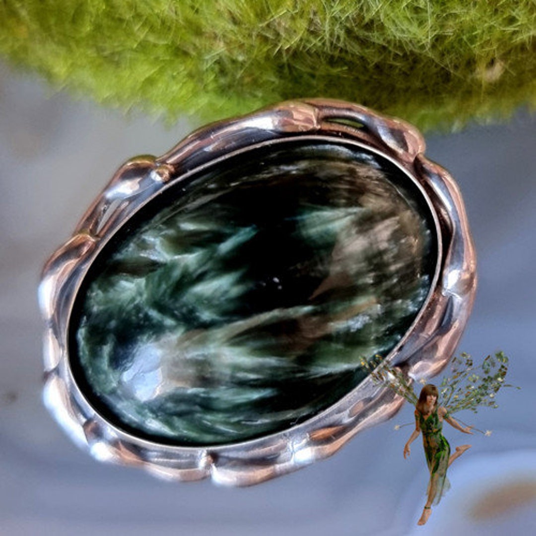 Angel Wings Ring Seraphinite Stone Clinochlore Sterling Silver Jewelry ...