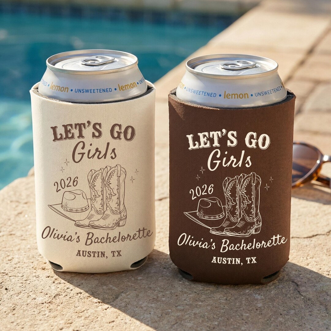 Custom Western Bachelorette Can Coolers, Personalized Cowgirl Can ...