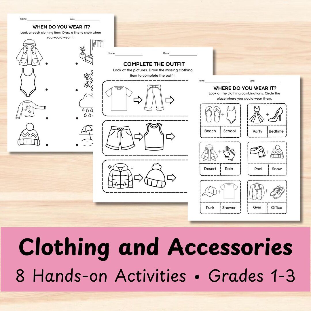 Clothing and Accessories Worksheets | Vocabulary, Sorting & Reasoning ...