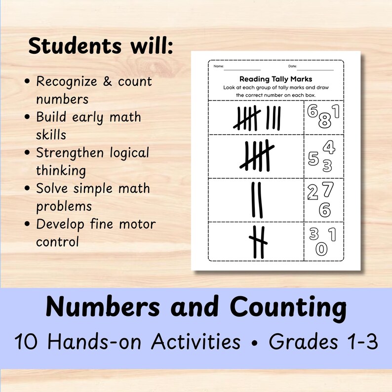 Numbers & Counting Worksheets – Early Math Skills, Grades 1-3 (PDF ...