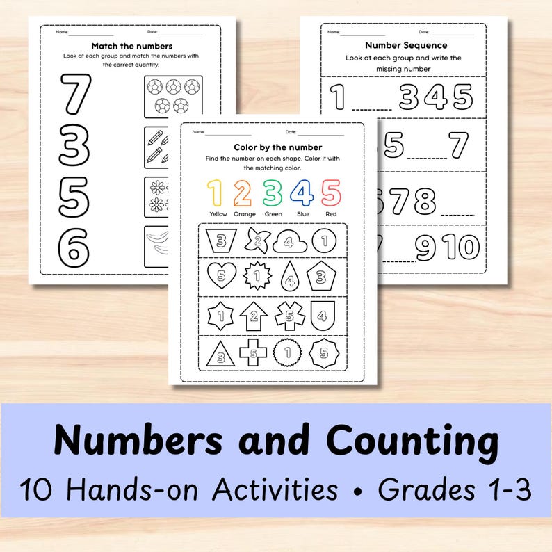 Numbers & Counting Worksheets – Early Math Skills, Grades 1-3 (PDF ...