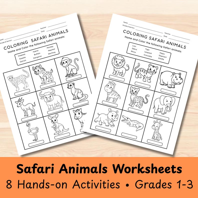 Safari Animals Worksheets | Pre-k to 3rd Grade Activities (digital ...