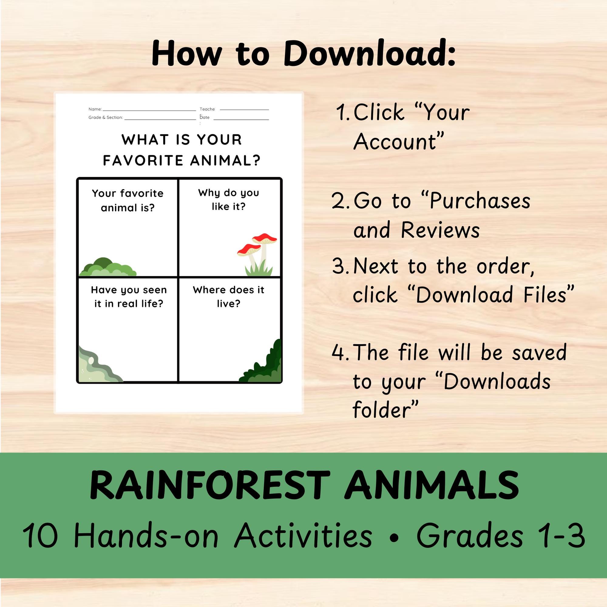 Rainforest Animals Activities | 10 Hands-on Worksheets for Grades 1-3 ...