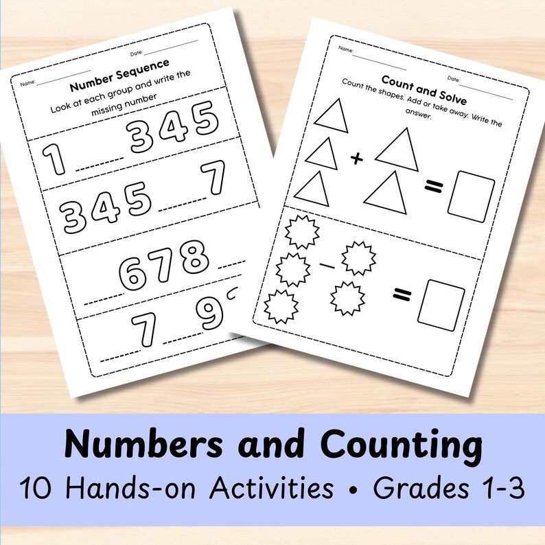 Numbers & Counting Worksheets – Early Math Skills, Grades 1-3 (PDF ...