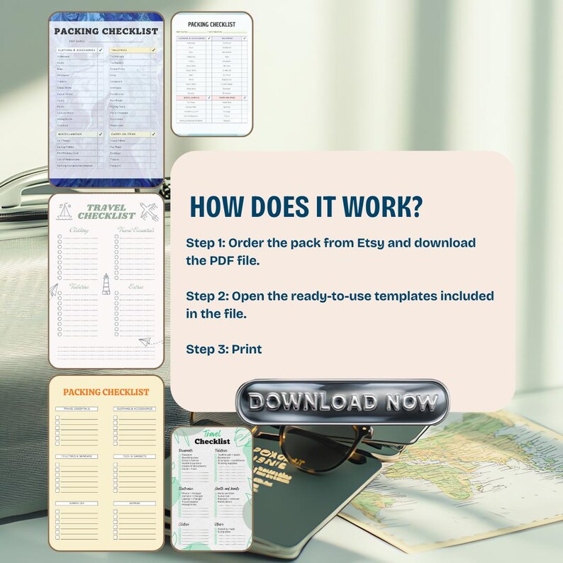 Packing Checklist Travel Logistics Roadmap Blueprint Suitcase ...