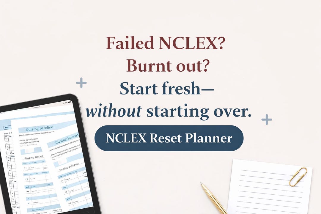 NCLEX Reset Planner Printable PDF | NCLEX Study Planner for Retakers ...