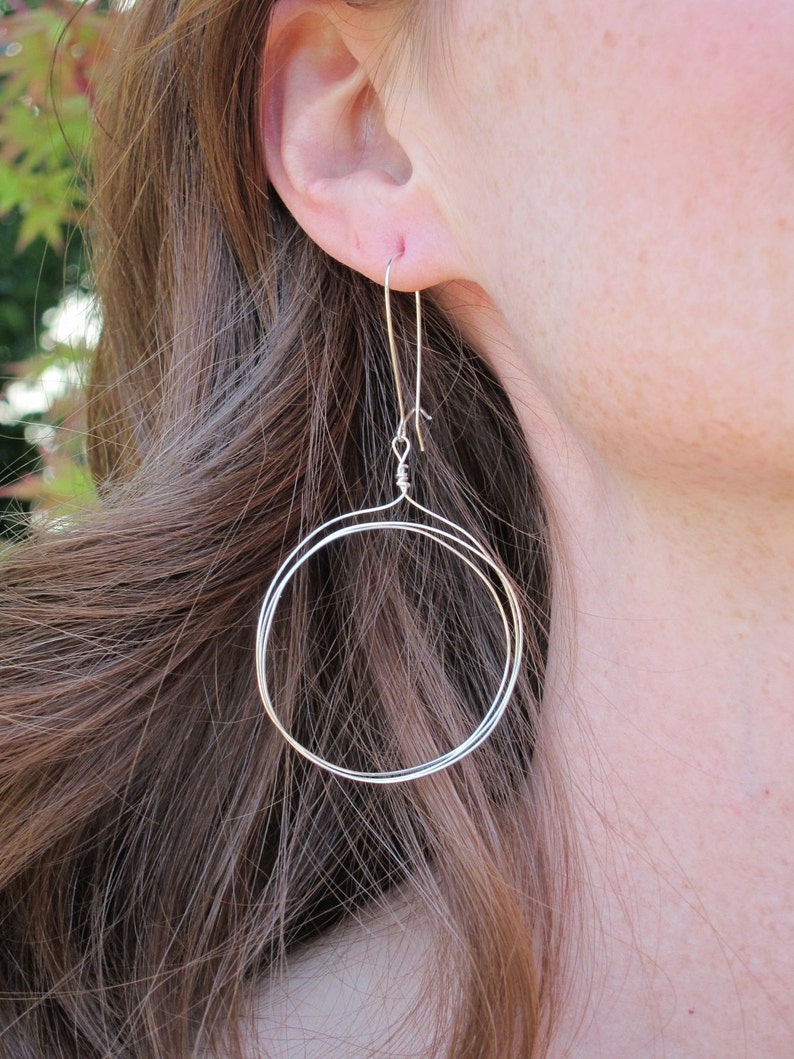 Silver Earrings - Triple Hoops - Wire Wrapped Customizable - Etsy
