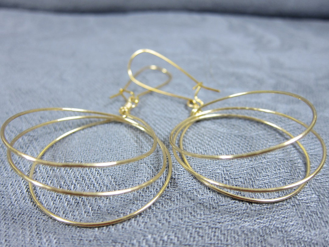 Gold Hoop Earrings - Triple Wire Wrapped Hoops - Customizable - Etsy
