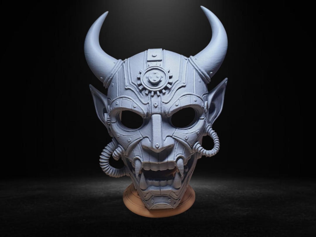 Demon Mask Steampunk STL, Mechanical Horror Mask Character Display ...