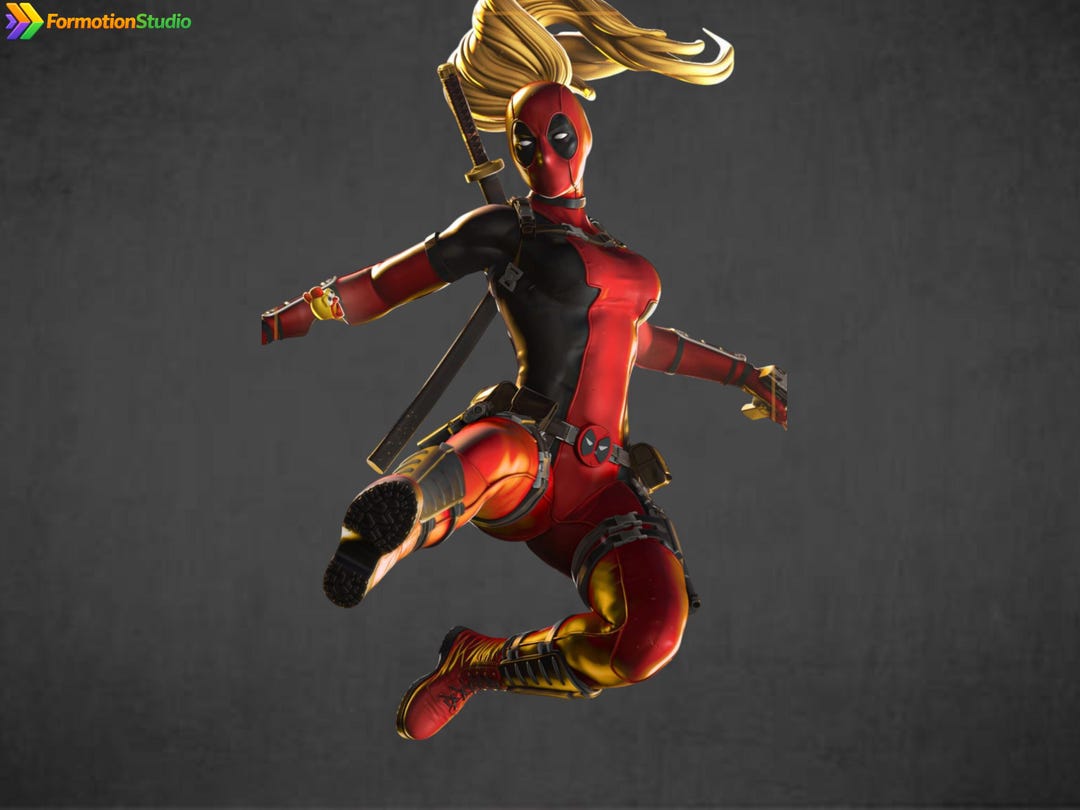 Lady Deadpool STL, Stylized Comic Character Display Statue, Detailed ...