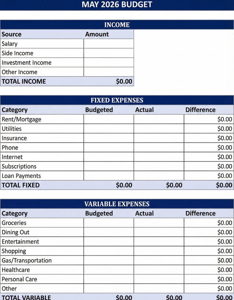 2026 Budget Planner | 3 Pack | Beginner Friendly| Auto-calculate ...