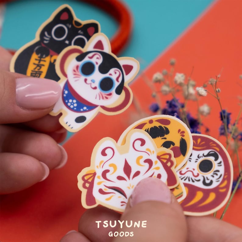Japanese Folk Sticker Pack • 10 Matte Stickers • Artist Designed - Etsy