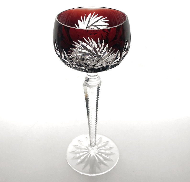 Antique DEEP RUBY RED Wine Glass Goblet Hock Cut-to-clear 24% - Etsy