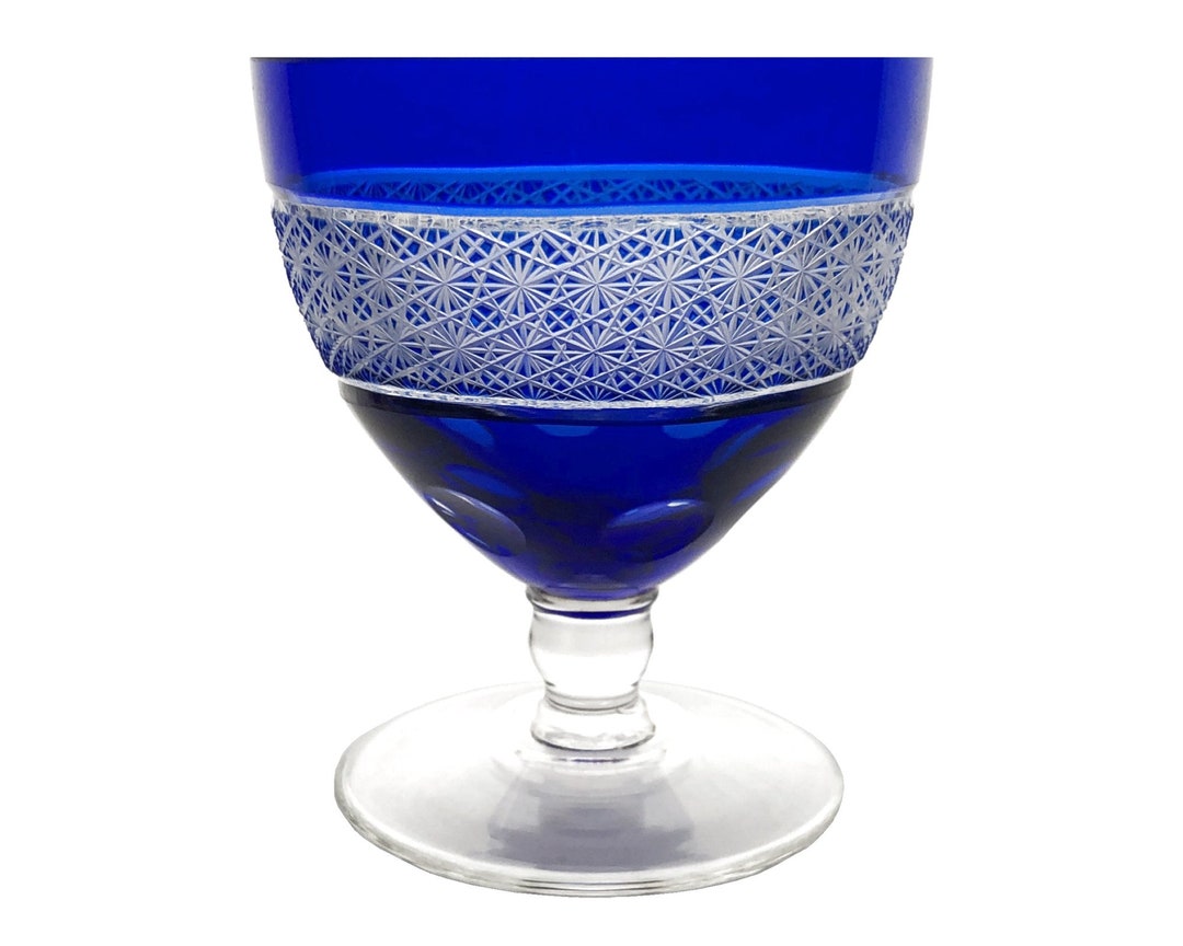 Vintage ROYAL COBALT BLUE Footed Dessert Bowl Compote Cut-to-clear 24% ...