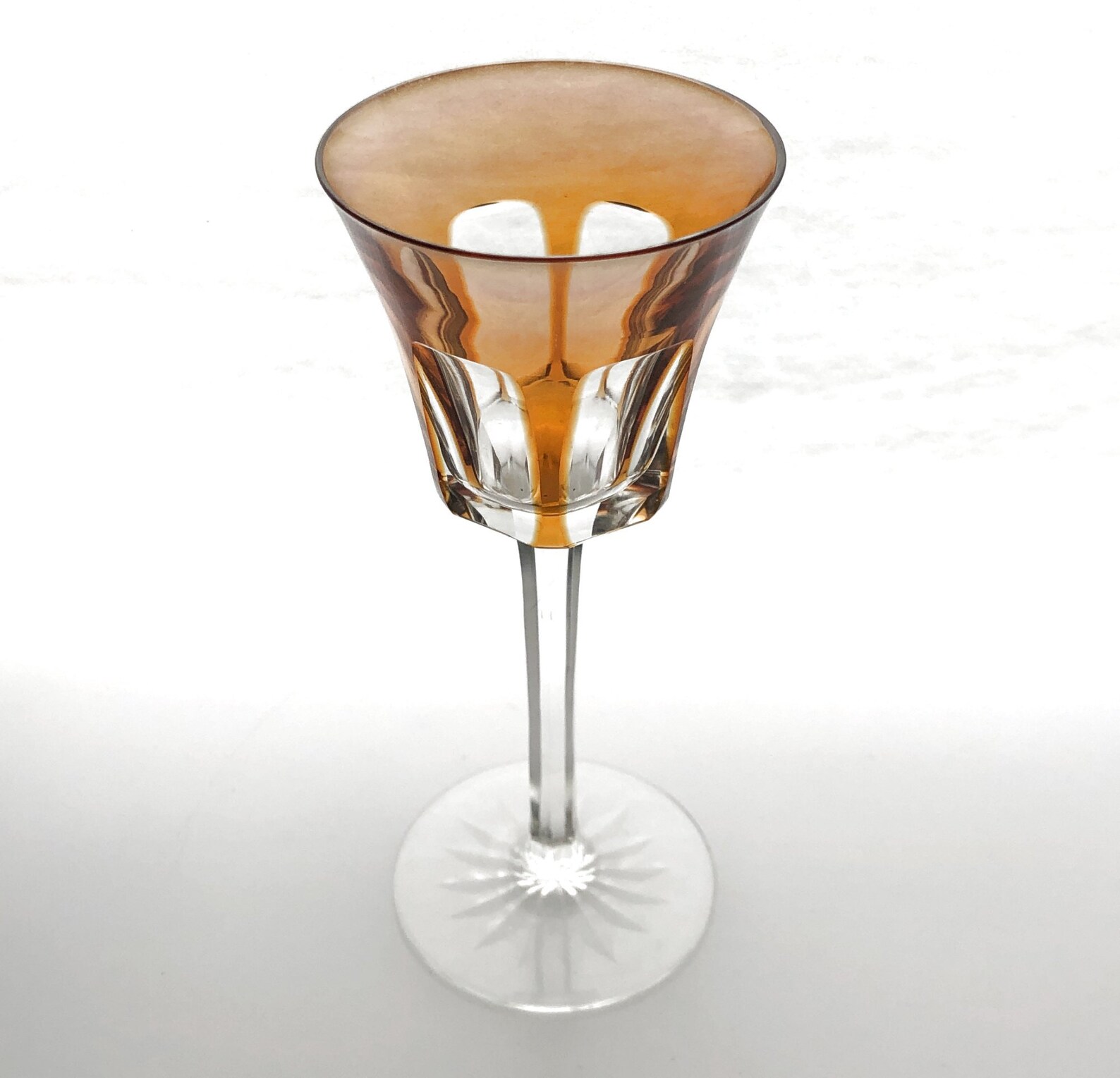 Vintage TANGERINE ORANGE Wine Goblet Glass Hock Cut-to-clear - Etsy