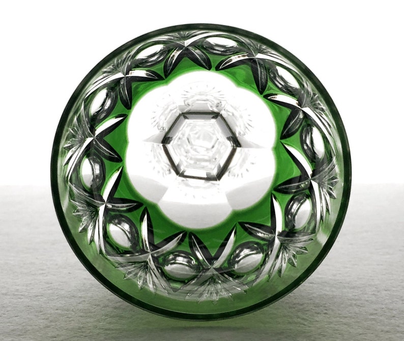 Vintage EMERALD GREEN Wine Glass Goblet Hock Cut-to-clear 30% Pbo ...