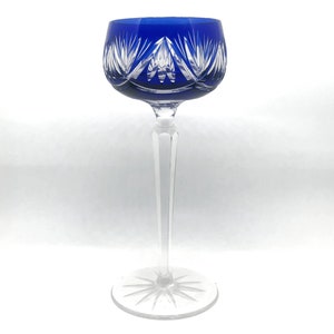 Vintage COBALT ROYAL BLUE Wine Glass Goblet Hock Cut-to-clear 24% Pbo ...