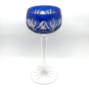 Vintage COBALT ROYAL BLUE Wine Glass Goblet Hock Cut-to-clear 24% Pbo ...