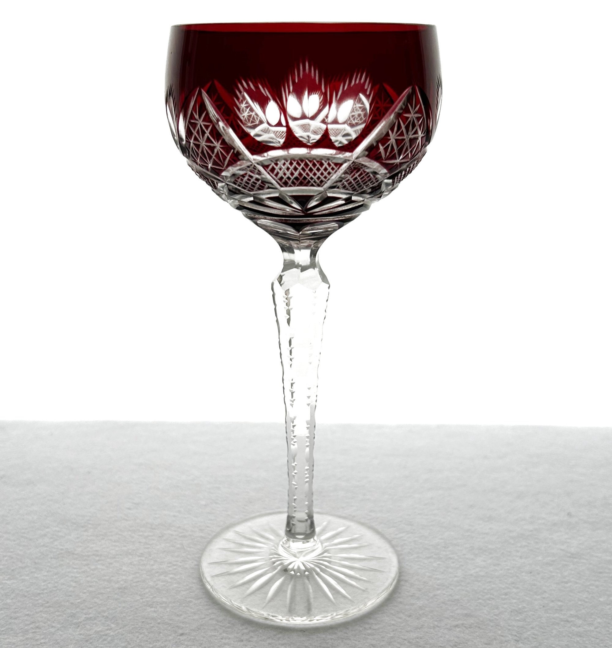 Antique Deep RUBY RED Wine Glass Goblet Hock Cut-to-clear 24% Lead ...