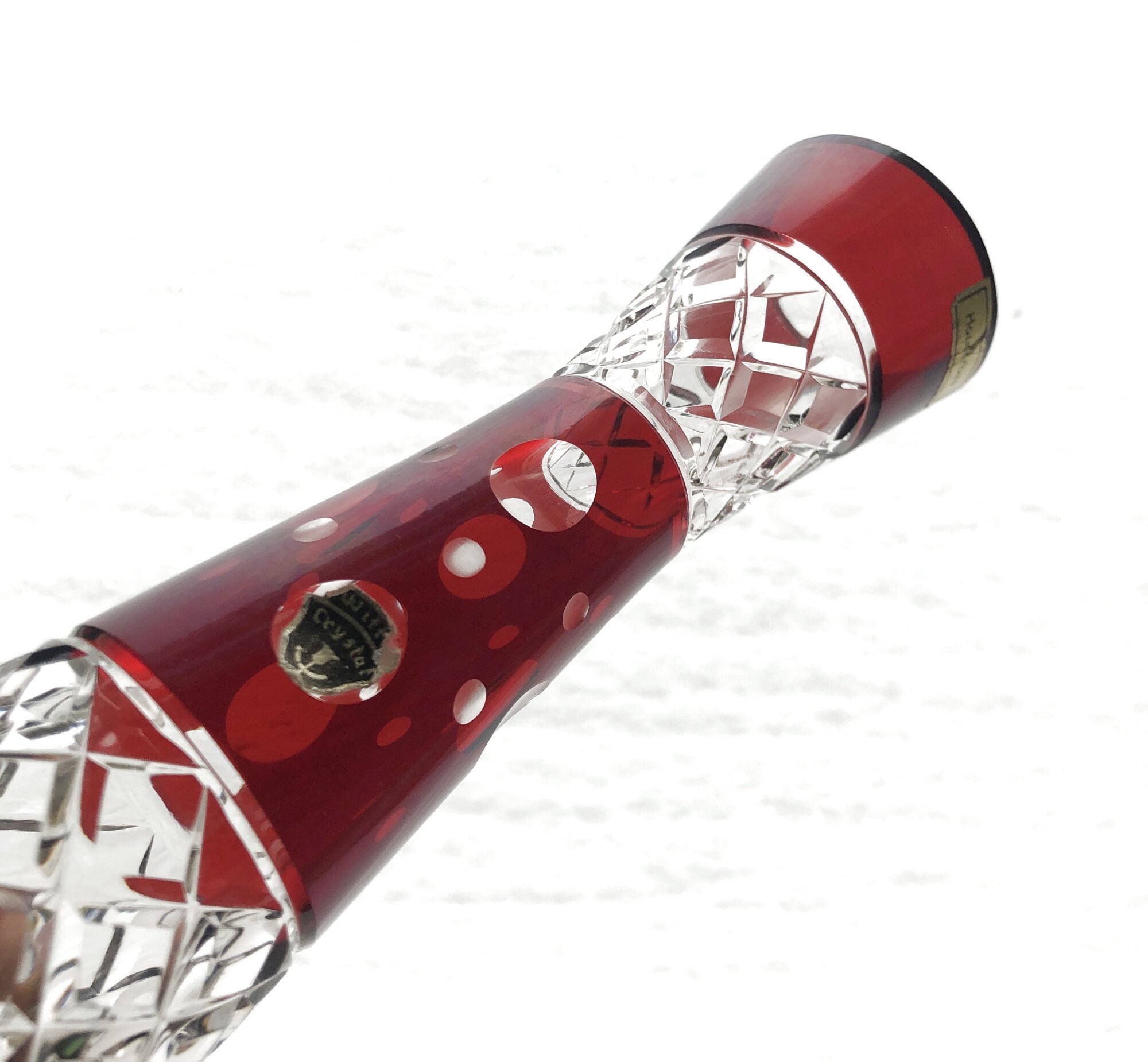 Slim RUBY RED Rosebud Bud Vase Cut-to-clear Full Lead 24% Pbo CRYSTAL ...