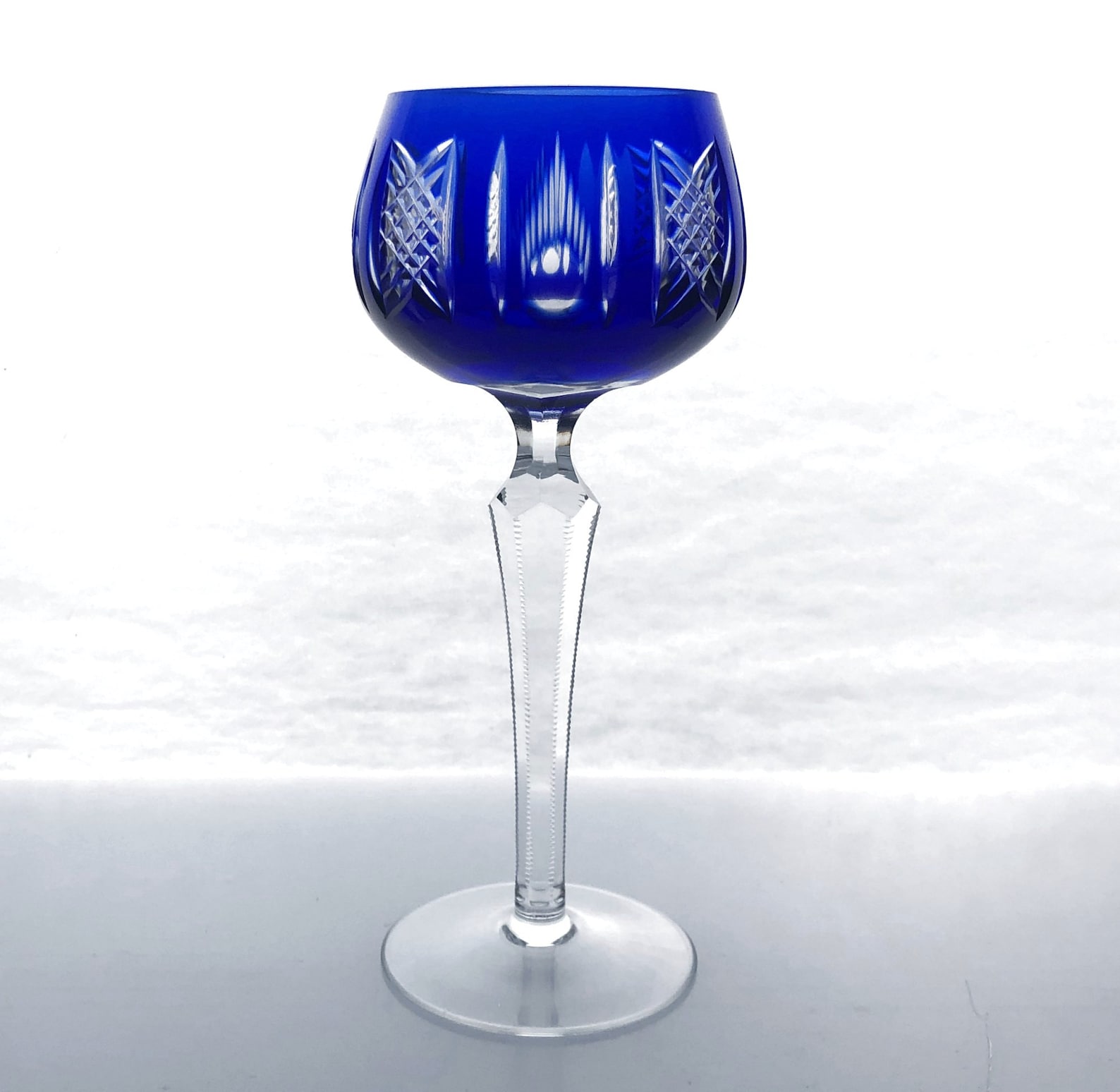 Vintage COBALT ROYAL BLUE Wine Glass Goblet Hock Cut-to-clear - Etsy