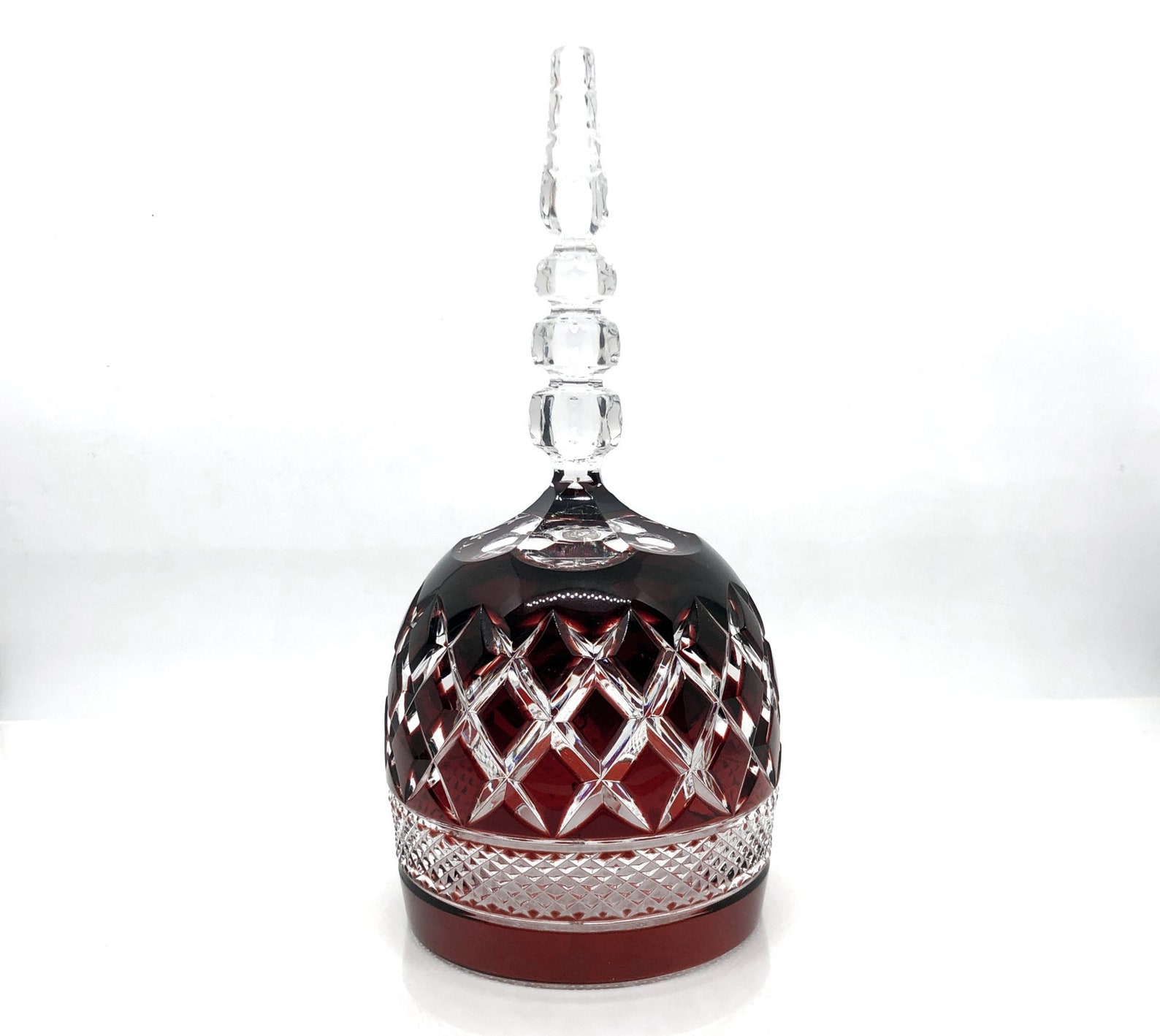 Vintage Deep RUBY RED Dinner Bell Glass Hock Cut-to-clear 30% Lead ...