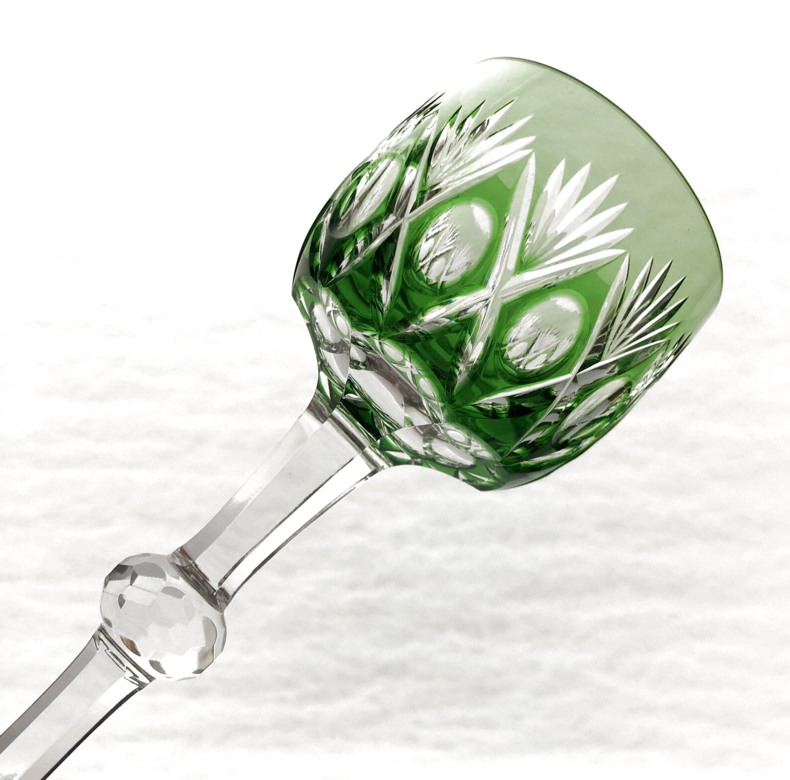 Vintage EMERALD GREEN Wine Glass Goblet Hock Cut-to-clear 30% Pbo ...