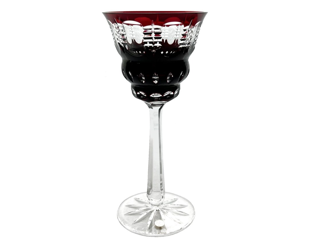 Antique SCARLET RUBY RED Wine Glass Goblet Hock Cut-to-clear 24% Lead ...