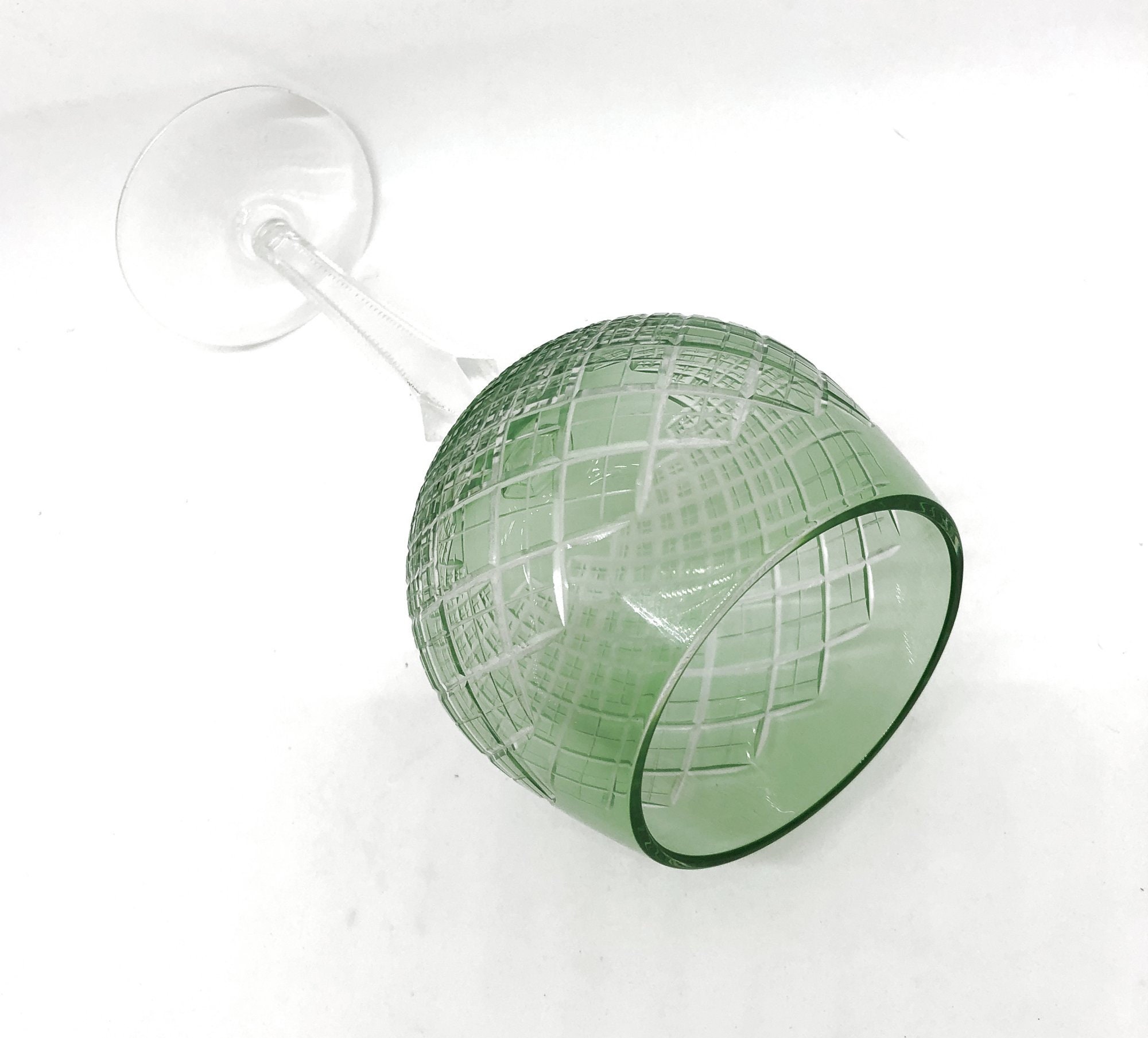 EMERALD GREEN Apple-shaped Wine Goblet Glass Hock Cut-to-clear - Etsy