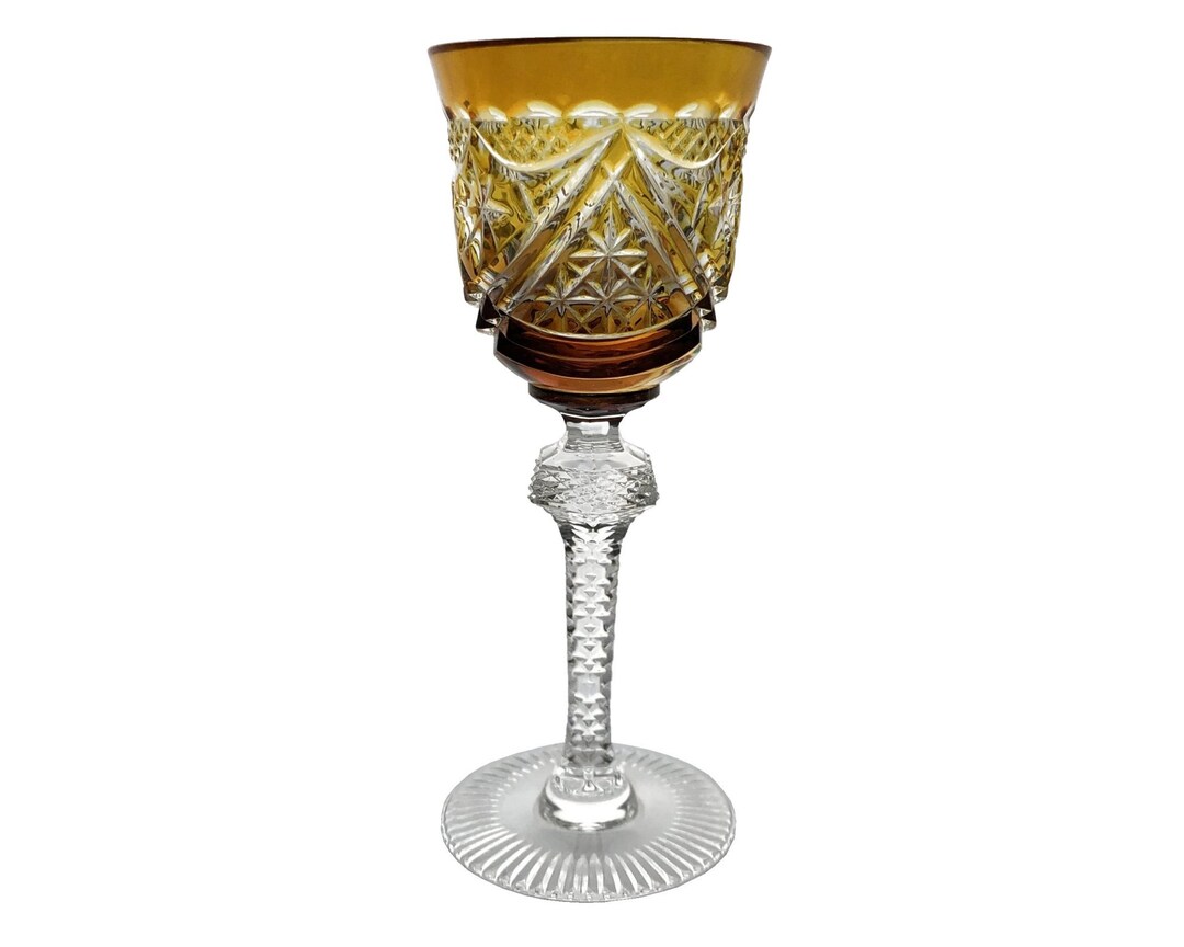 SENECA Pattern AMBER Cordial Hock Glass Cut-to-clear 30% Pbo Crystal ...