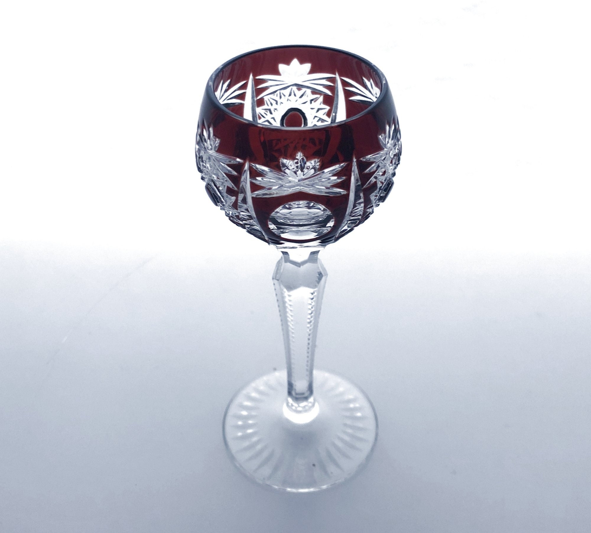 Vintage ROYAL RED RUBY Cordial Hock Glass Cut-to-clear 30% Lead Crystal ...