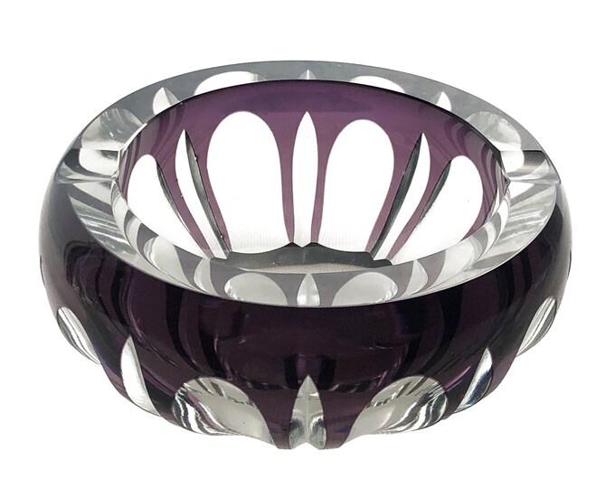 Vintage AMETHYST PURPLE Ashtray Ash Tray Cut-to-clear Lead (24% Pbo ...