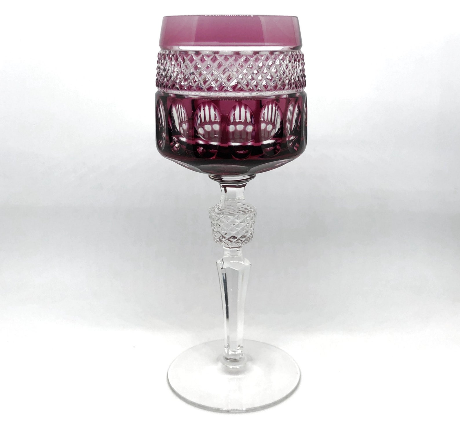 Vintage Deep CRANBERRY RED Wine Glass Goblet Hock Cut-to-clear - Etsy