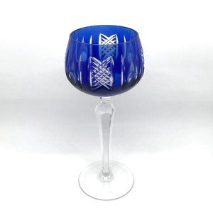 Vintage COBALT ROYAL BLUE Wine Glass Goblet Hock Cut-to-clear 24%pbo ...