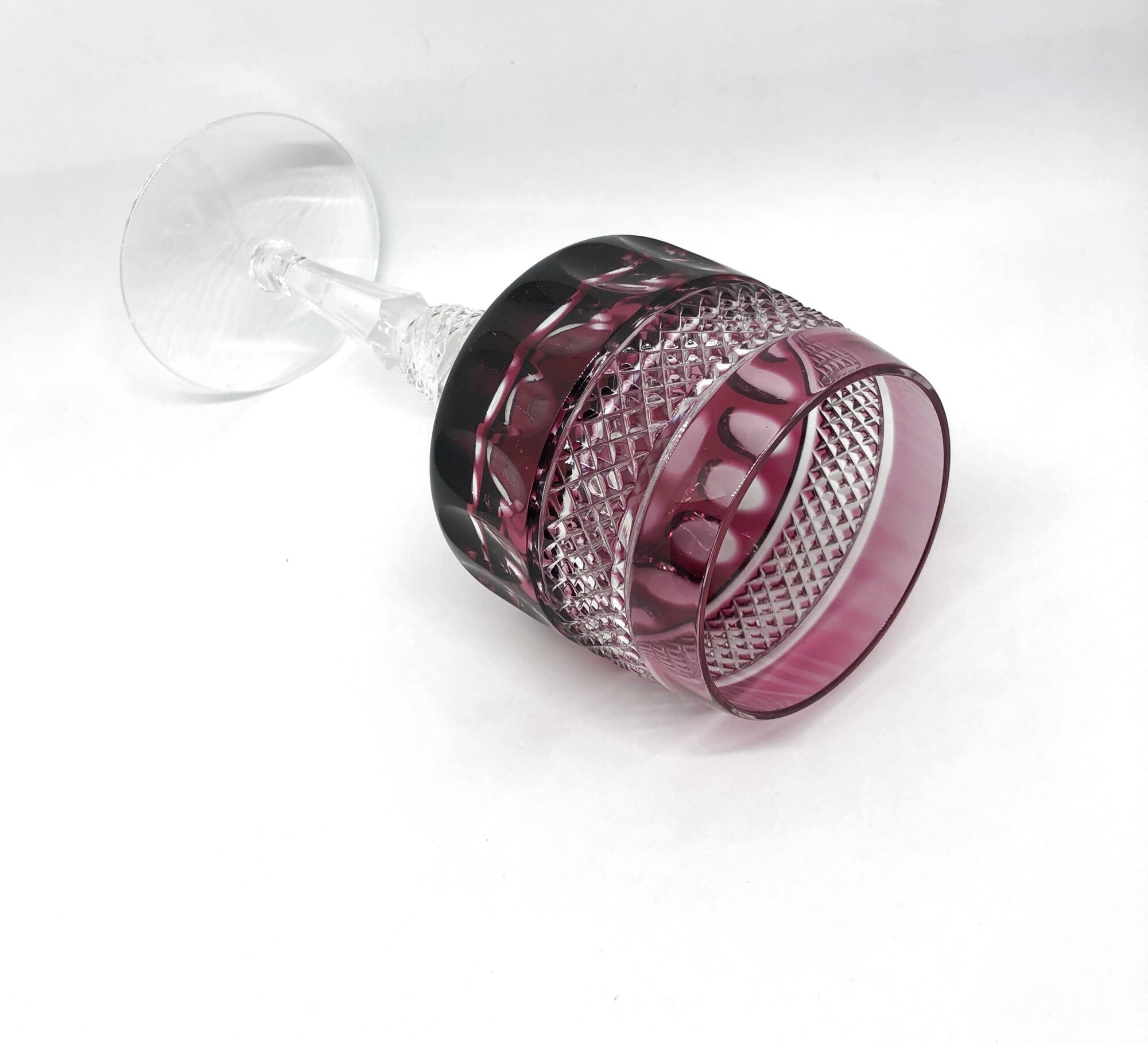 Vintage Deep CRANBERRY RED Wine Glass Goblet Hock Cut-to-clear - Etsy