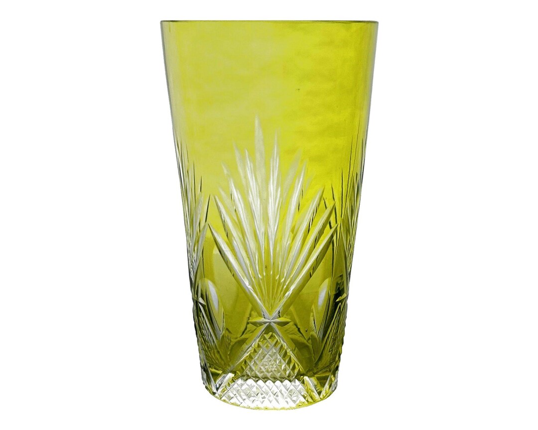Antique RESEDA LIME GREEN Brandy & Soda Juice Glass Cut-to-clear 24% ...