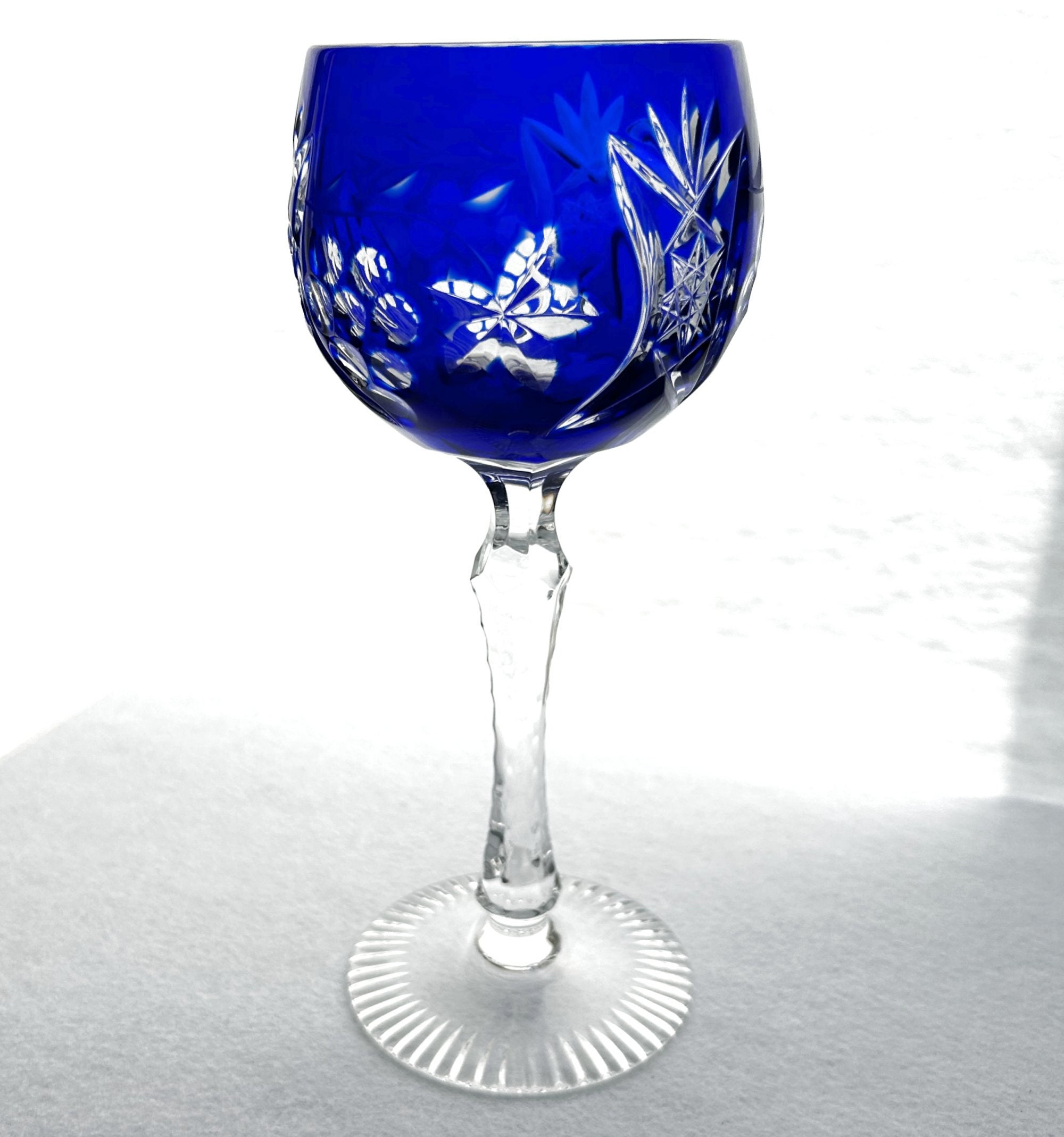 MOSEL Grape COBALT BLUE Wine Glass Goblet Hock Cut-to-clear 24% Lead ...