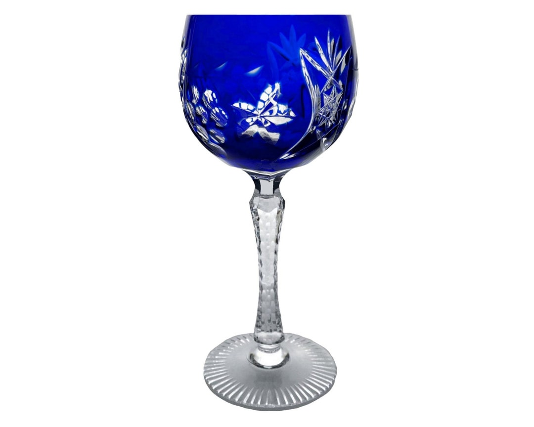 MOSEL Grape COBALT BLUE Wine Glass Goblet Hock Cut-to-clear 24% Lead ...
