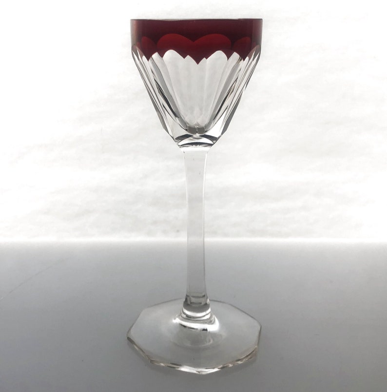 Antique Deep RUBY RED Cordial Glass Goblet Hock Cut-to-clear - Etsy