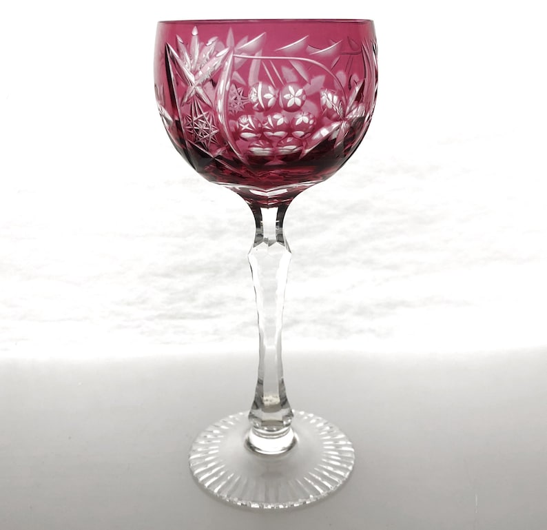 MOSEL Grape CRANBERRY PINK Wine Glass Goblet Hock Cut-to-clear - Etsy