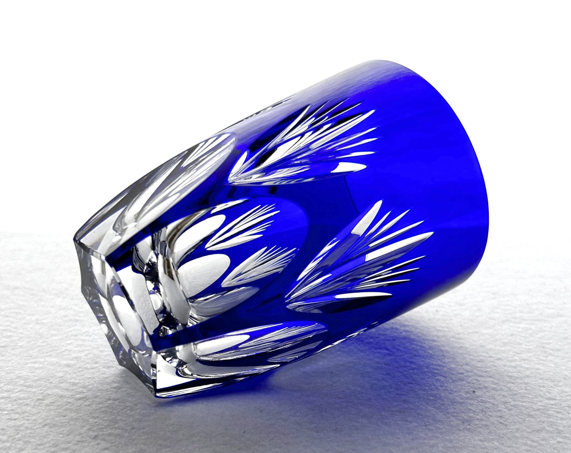 Vintage ROYAL COBALT BLUE Juice Glass Tumbler Hock Cut-to-clear 24% ...