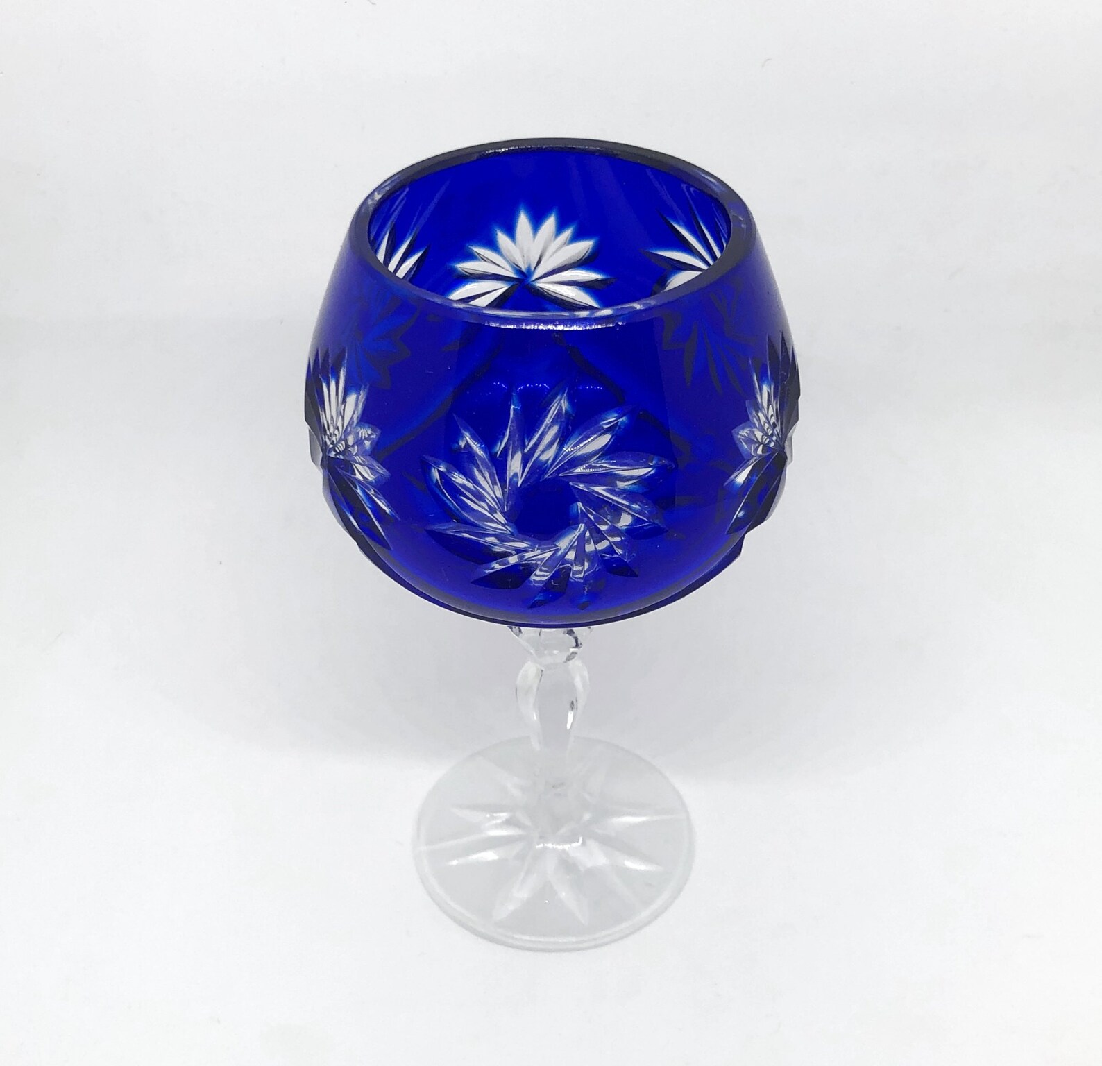 COBALT ROYAL BLUE Wine Glass Goblet Hock Cut-to-clear 24% Lead - Etsy