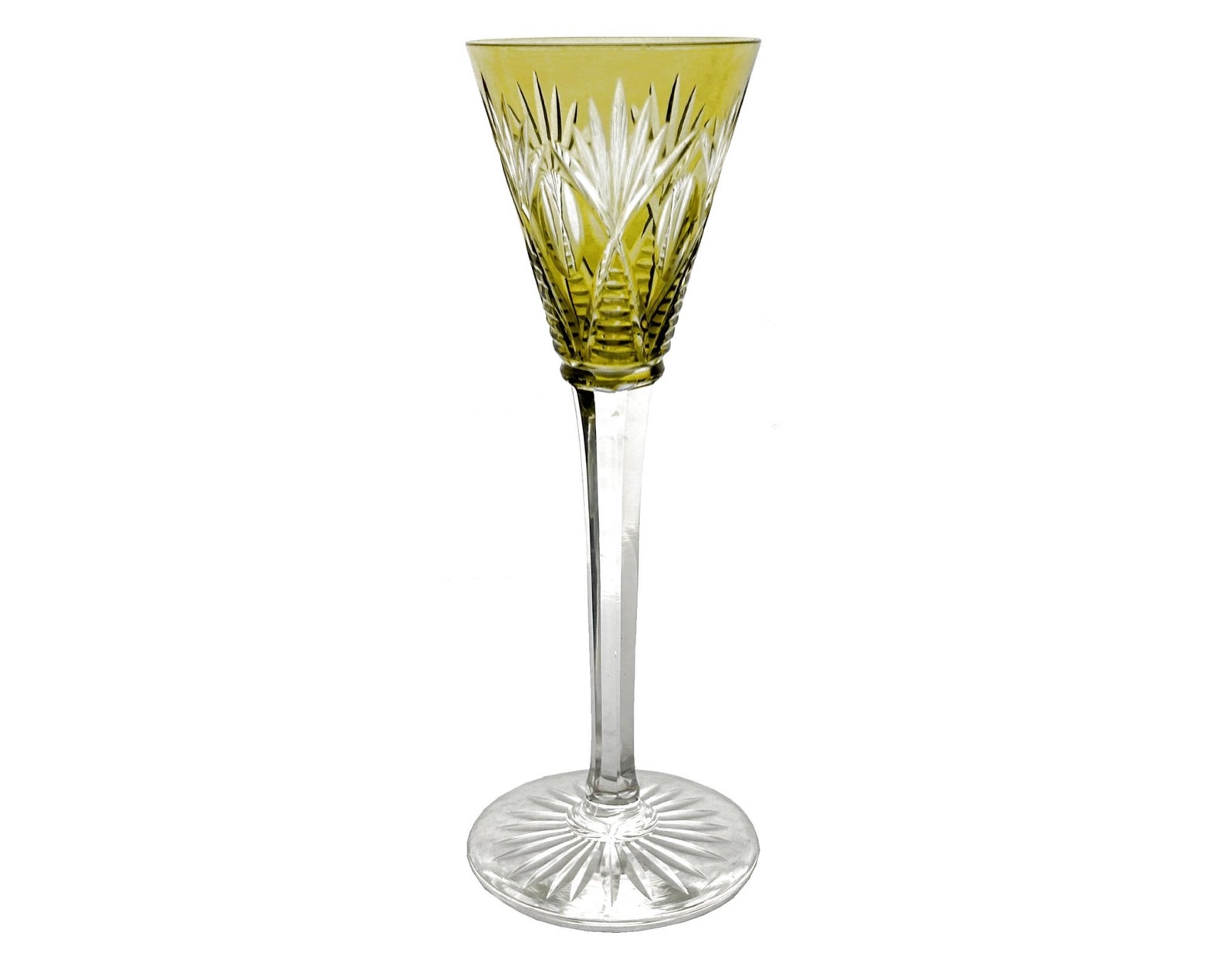 Vintage RESEDA CHARTREUSE Cordial Glass Goblet Hock Cut-to-clear 30% ...