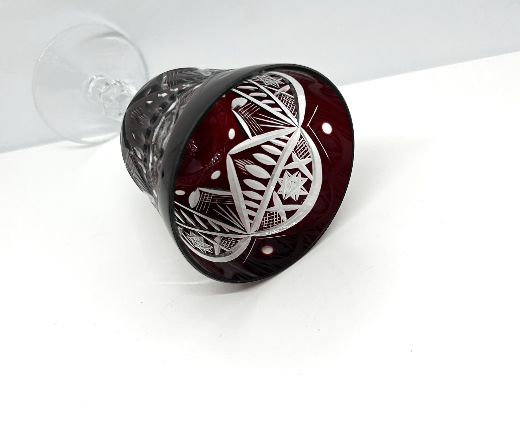 Vintage DEEP RUBY RED Wine Glass Goblet Hock Cut-to-clear 24% - Etsy