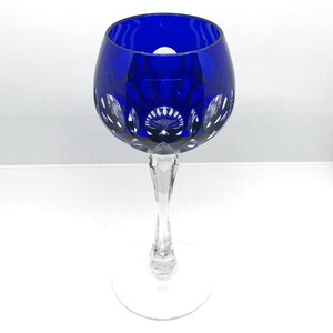Vintage COBALT ROYAL BLUE Wine Glass Goblet Hock Cut-to-clear 24% Lead ...