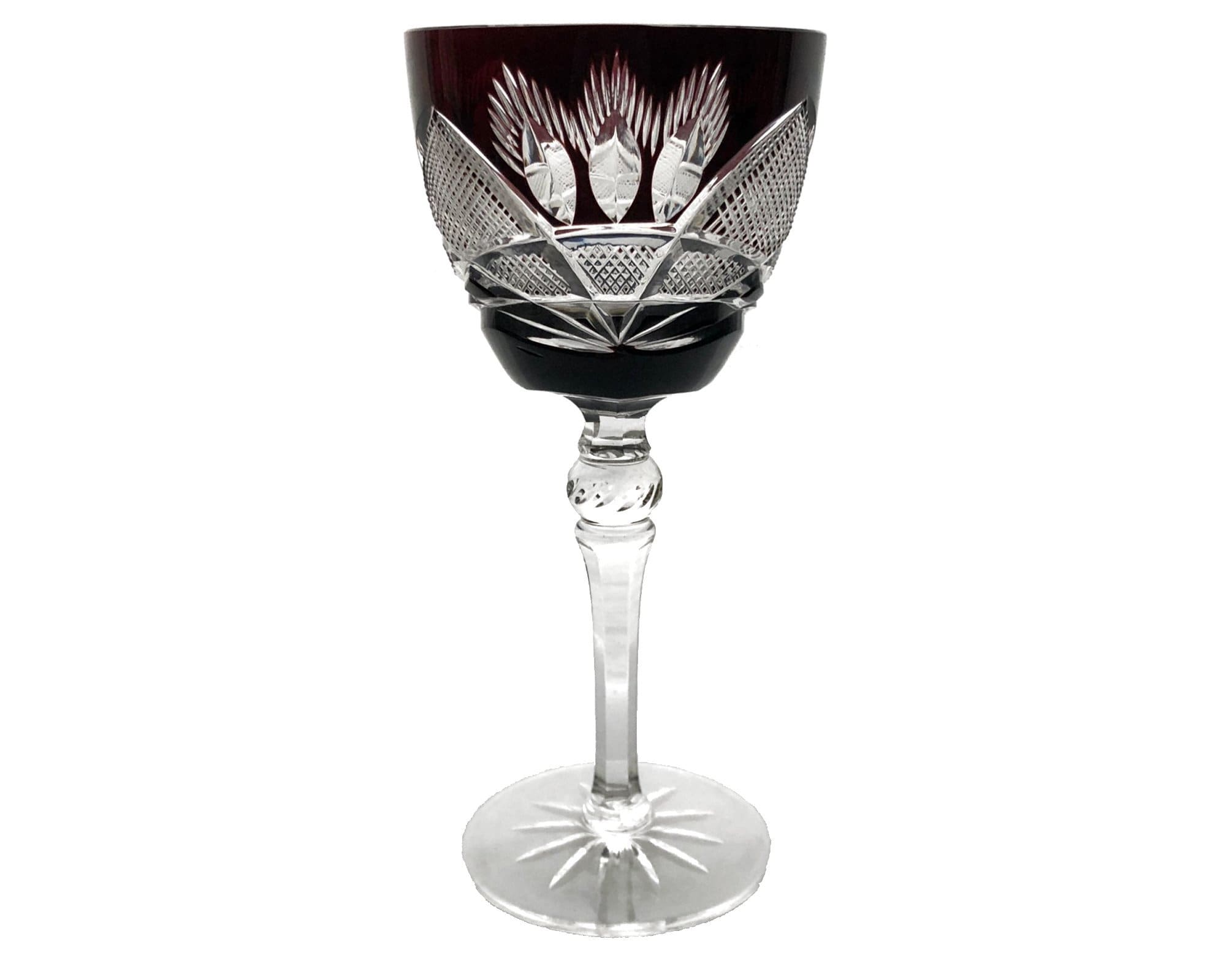 Vintage Deep RUBY RED Wine Goblet Glass Hock Cut-to-clear Full - Etsy