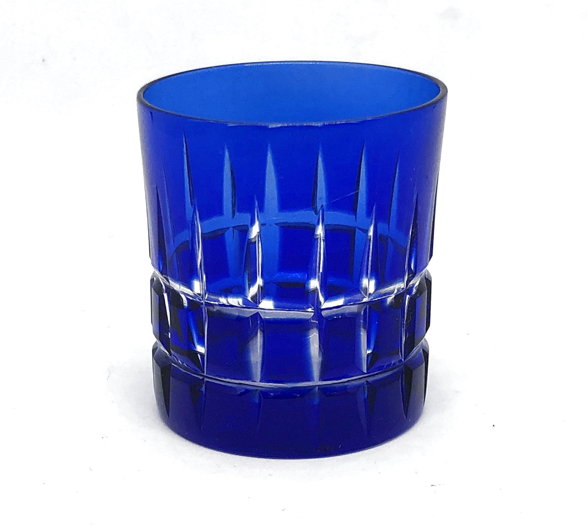 Vintage COBALT Royal BLUE Shot Glass Cut-to-clear Full 24%pbo Lead ...