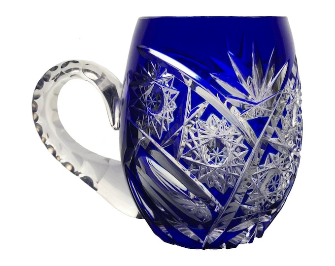 Vintage COBALT ROYAL BLUE Beer Stein Tankard Mug Brilliant Cut-to-clear ...
